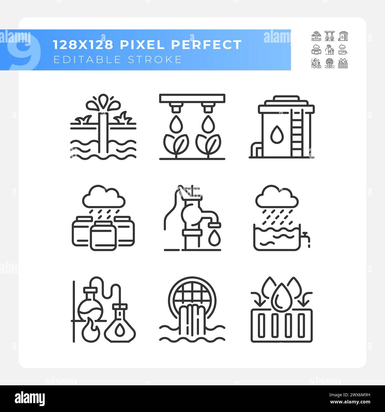 Water industry related linear icons set Stock Vector Image & Art - Alamy