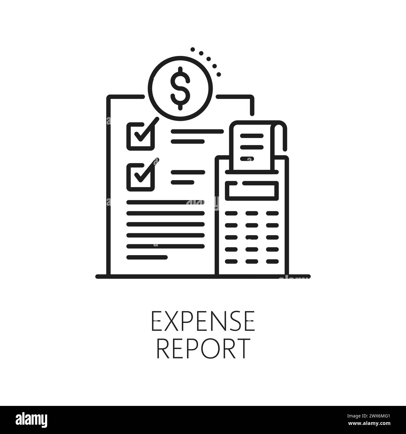 Expense report line icon for financial analysis, tax revenue and budget ...