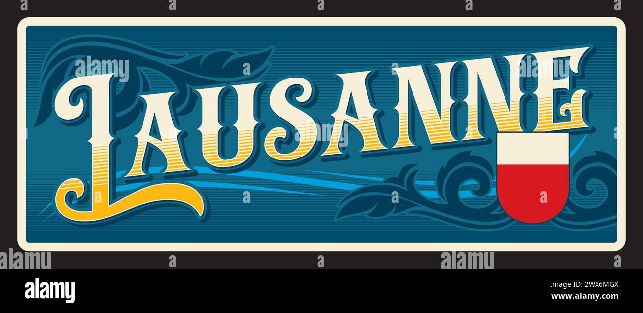 Lausanne Swiss city, capital of canton of Vaud in Switzerland. Vector ...