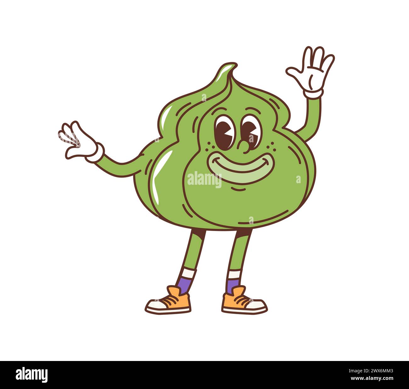 Cartoon japanese wasabi sauce groovy character. Isolated vector vibrant ...