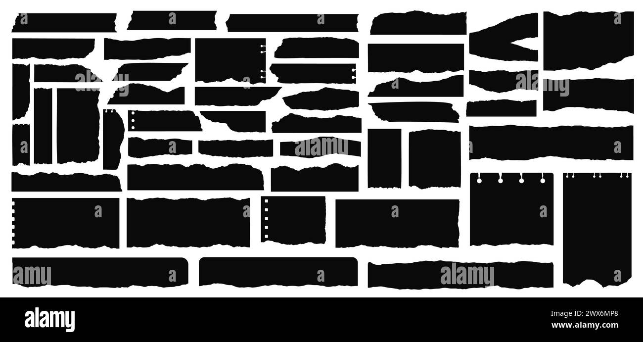 Black torn paper, tear piece, rip strip, ragged shred, damaged note ...