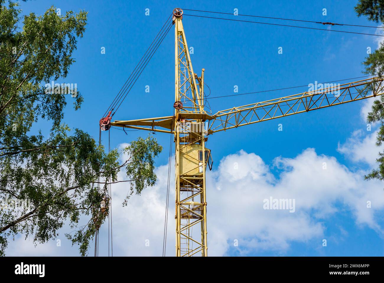 Construction site crane, building construction, horizontal view Stock ...