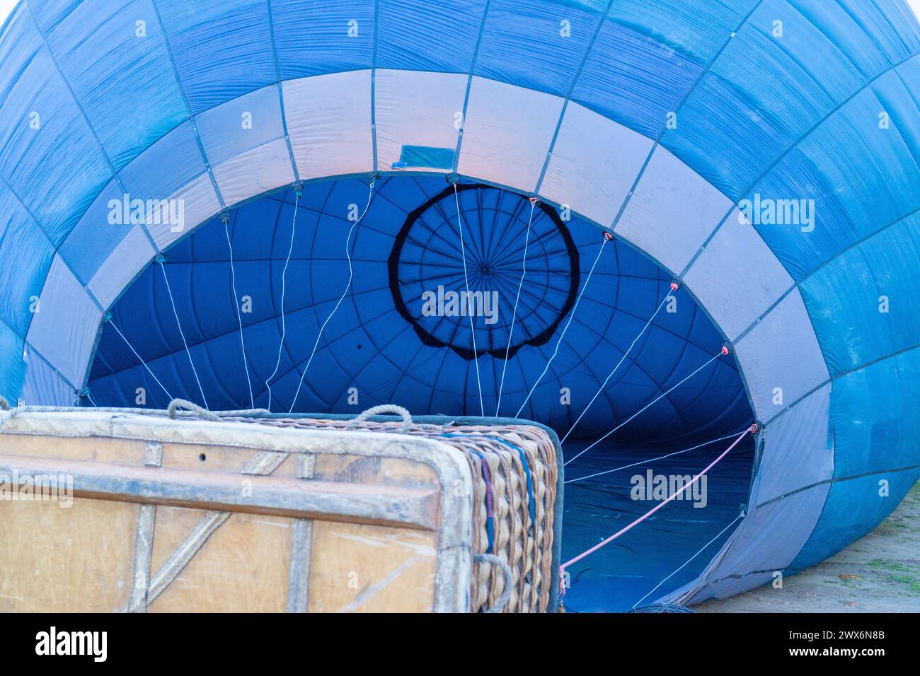 Hot air balloon being prepared to fly Stock Photo - Alamy