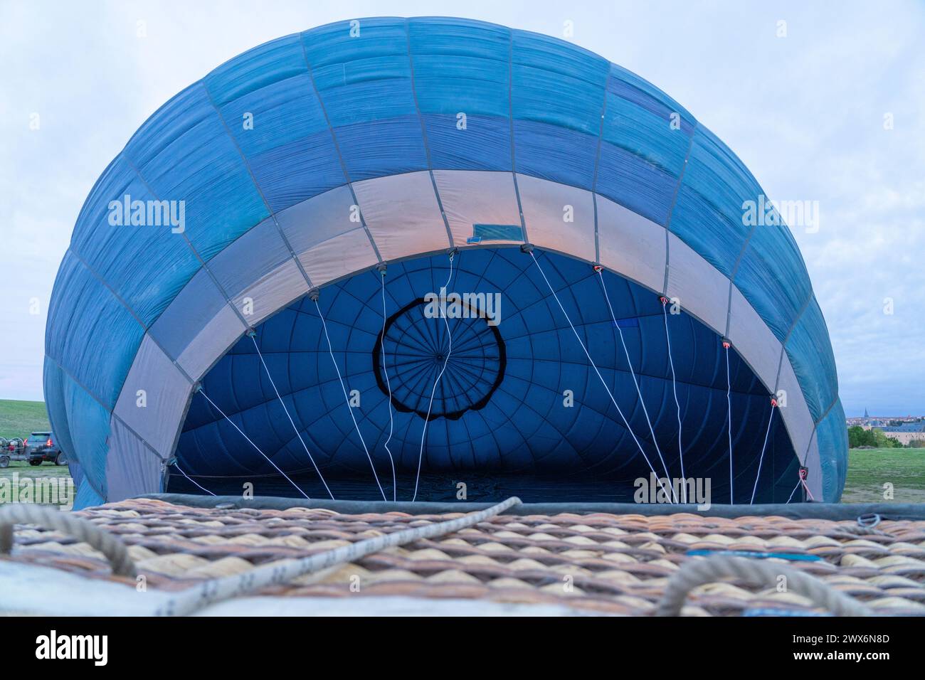 Interior of a hot air balloon inflating Stock Photo - Alamy