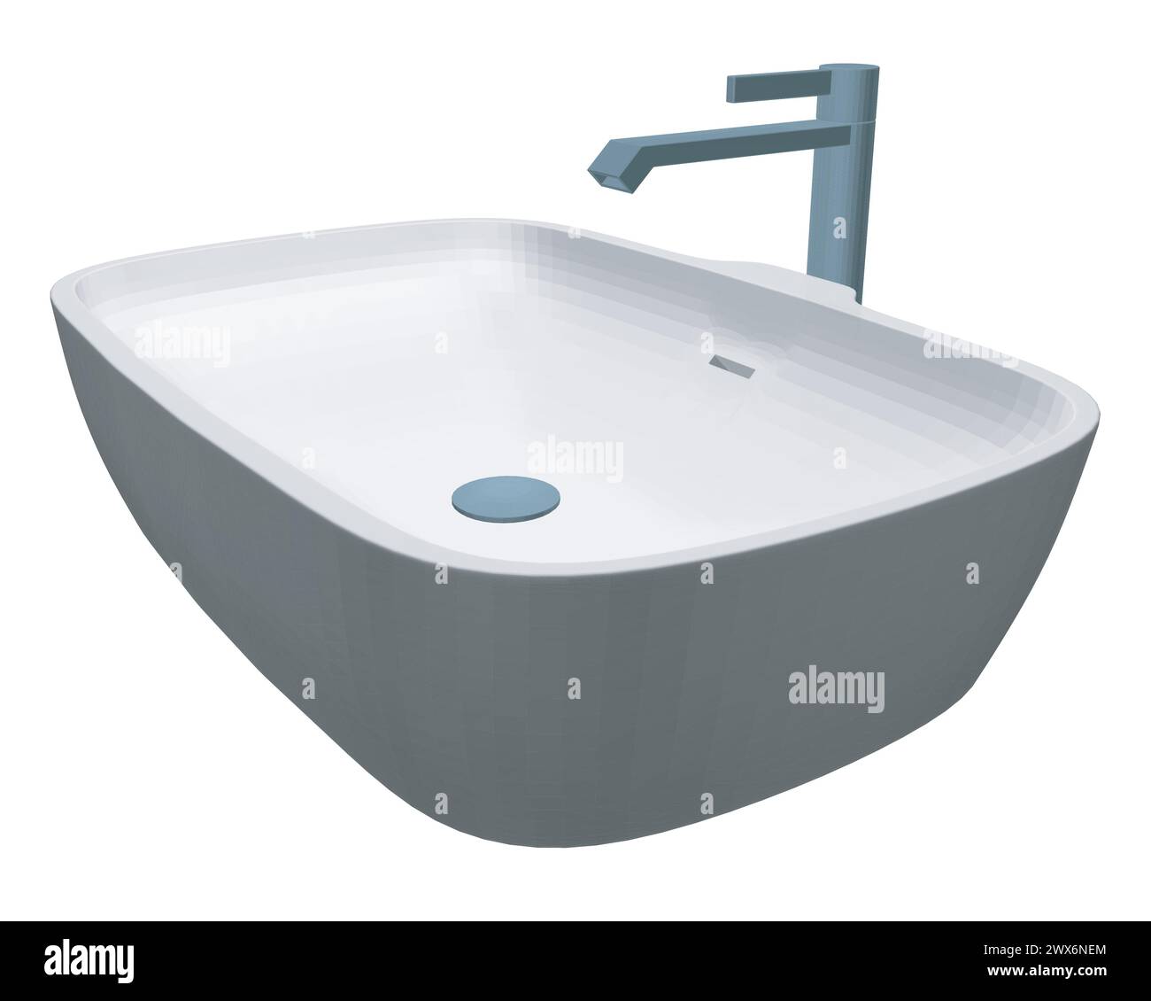 Polygonal model Bathroom sink with tap drawing on white isolated ...