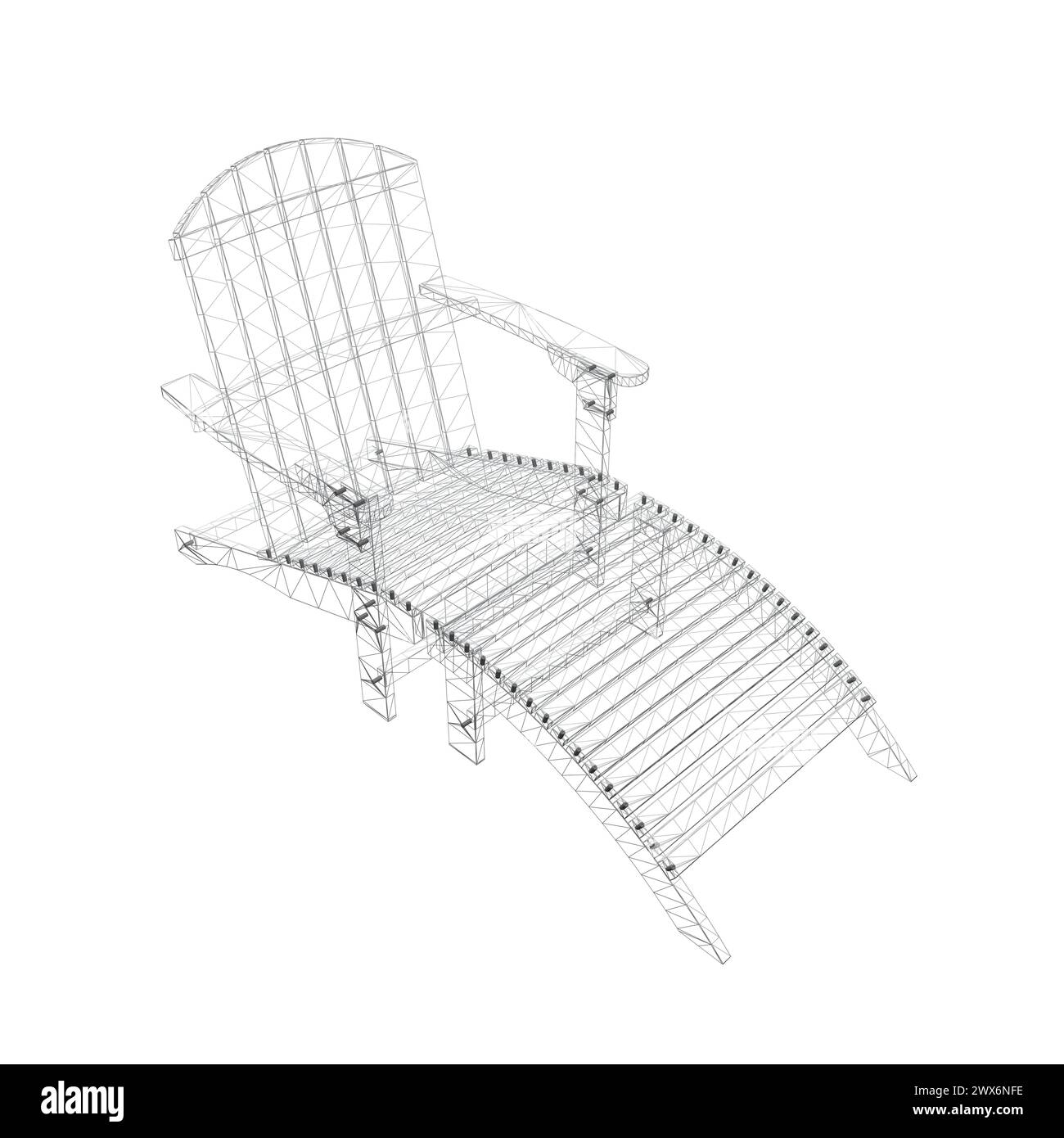 Outline of beach chair isolated on white background. Contour wood Sun ...