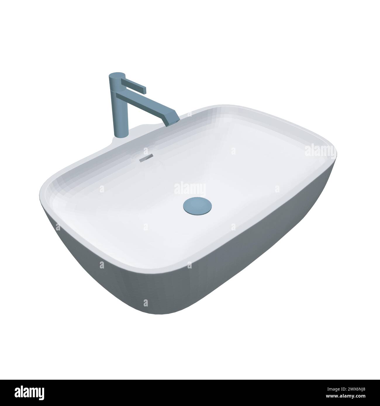 Polygonal model Bathroom sink with tap drawing on white isolated ...