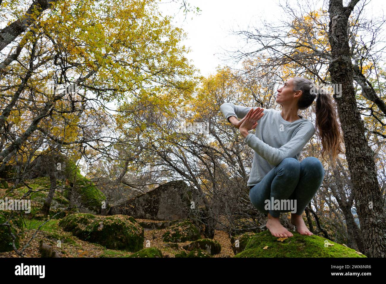 Yoga pose in nature hi-res stock photography and images - Alamy