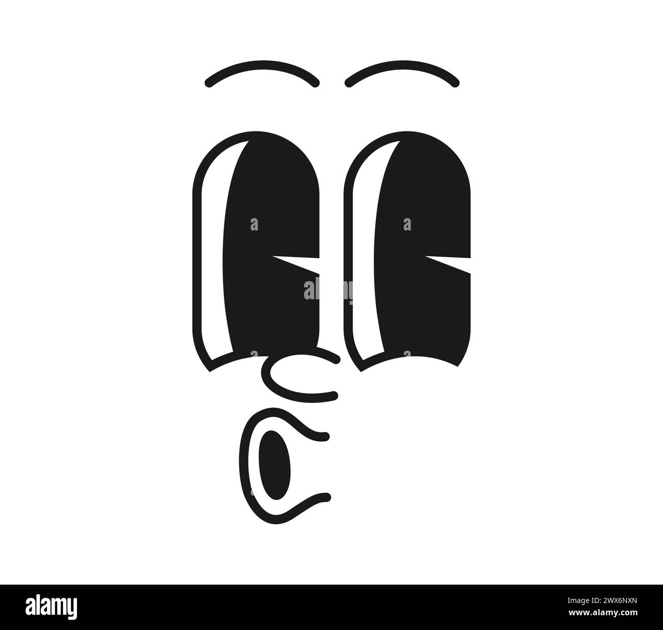 Cartoon comic groovy whistle face emotion with funny eyes. Isolated ...