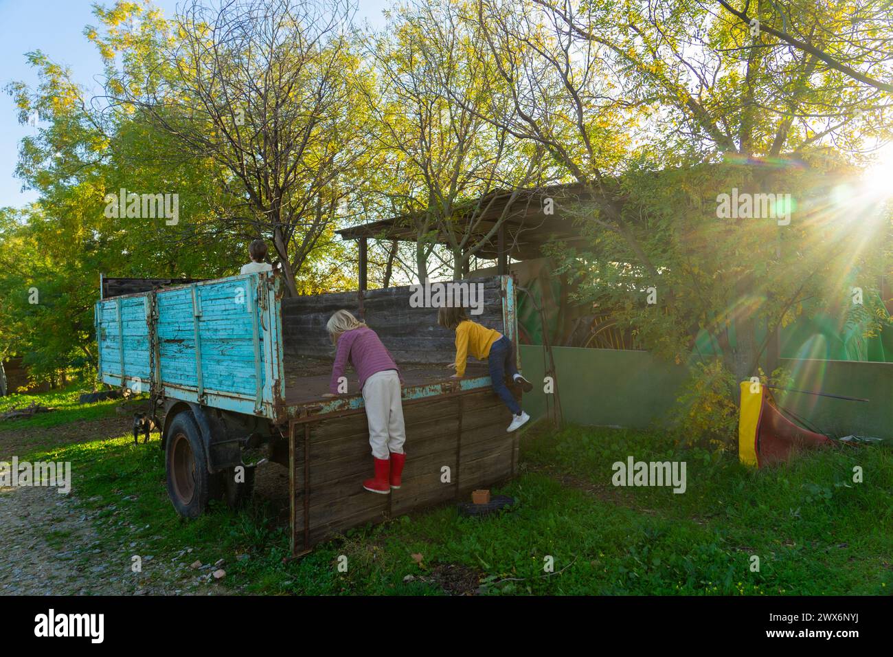 Kids playing on a farm hi-res stock photography and images - Alamy