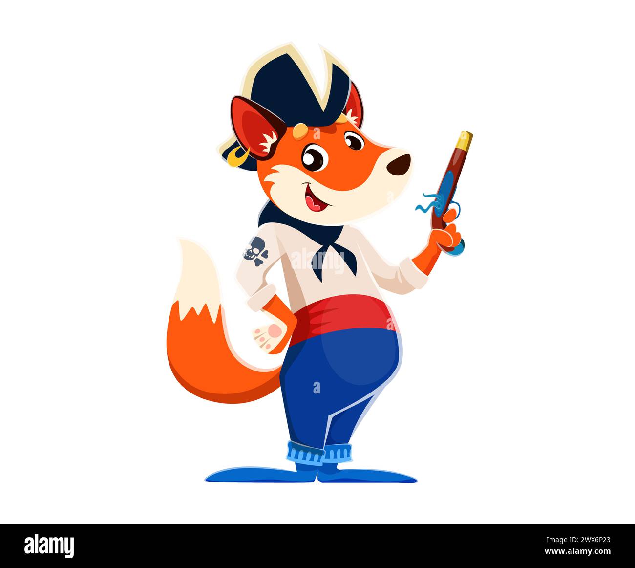 Cartoon funny fox animal pirate sailor character. Isolated vector sea ...