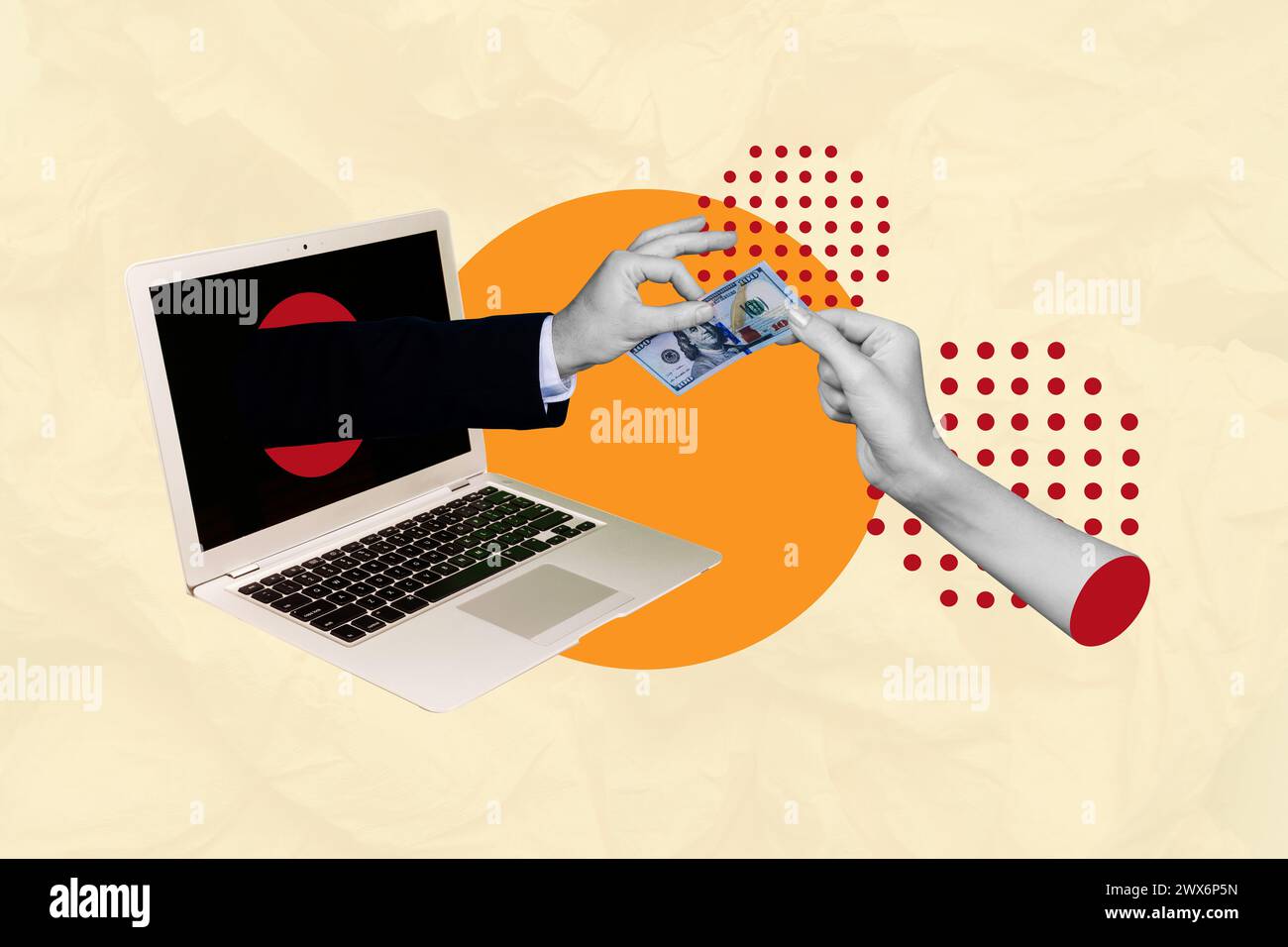 Composite photo collage of laptop hand transfer money cyber scammer ...