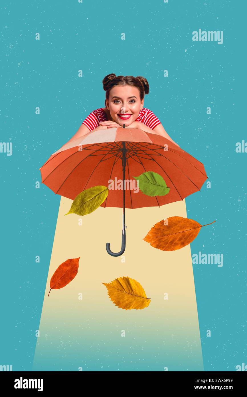 3D photo collage composite trend artwork sketch image of young smiled ...