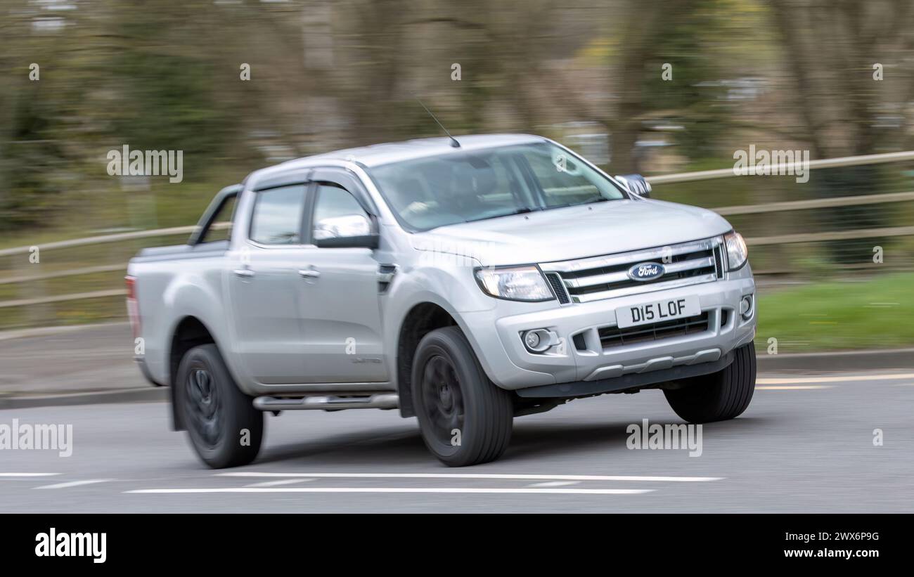 Milton Keynes,UK-Mar 26th 2024: 2014 silver Ford Ranger pick up truck ...