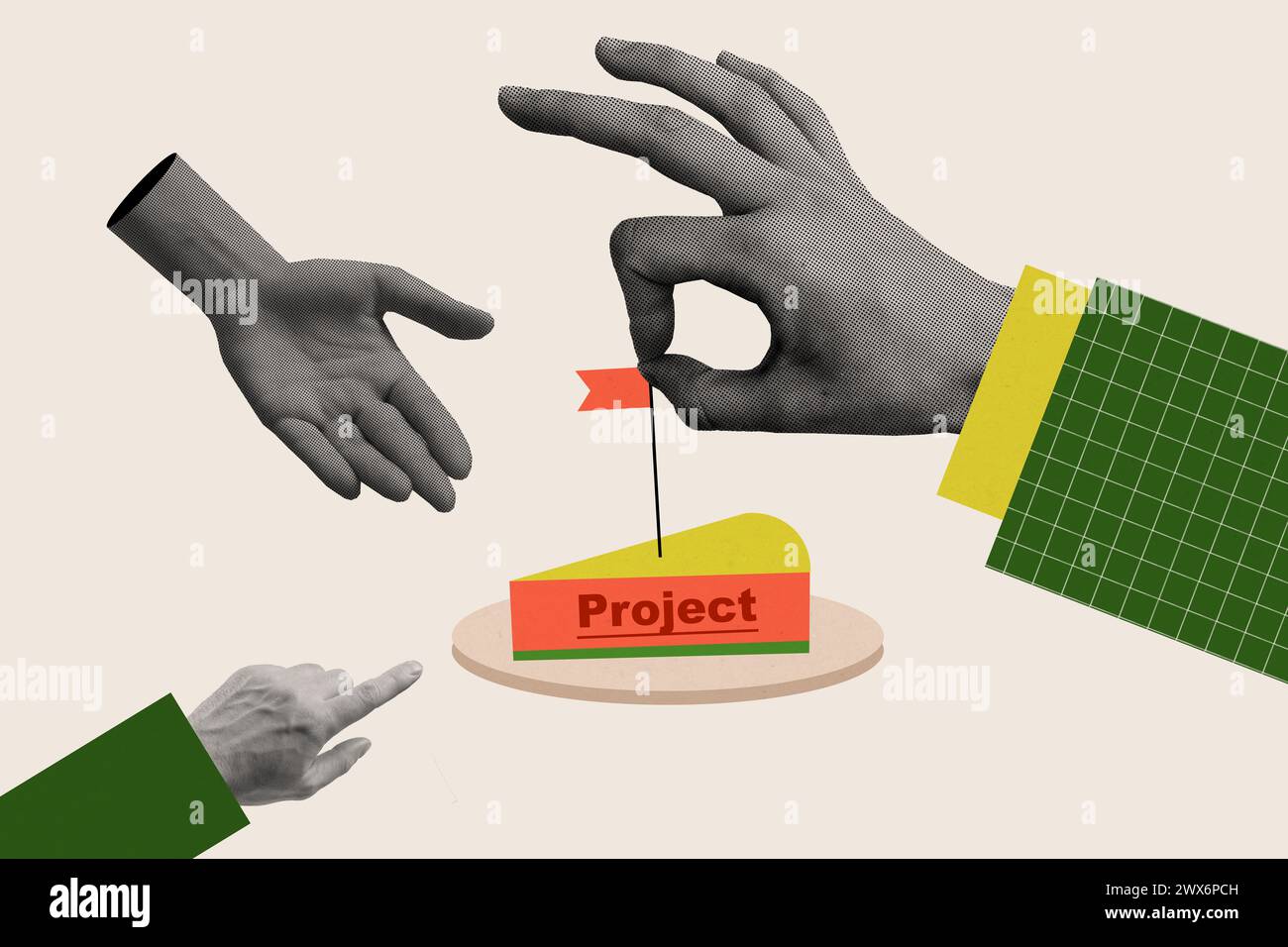 Composite trend artwork sketch 3D photo collage of black white ...