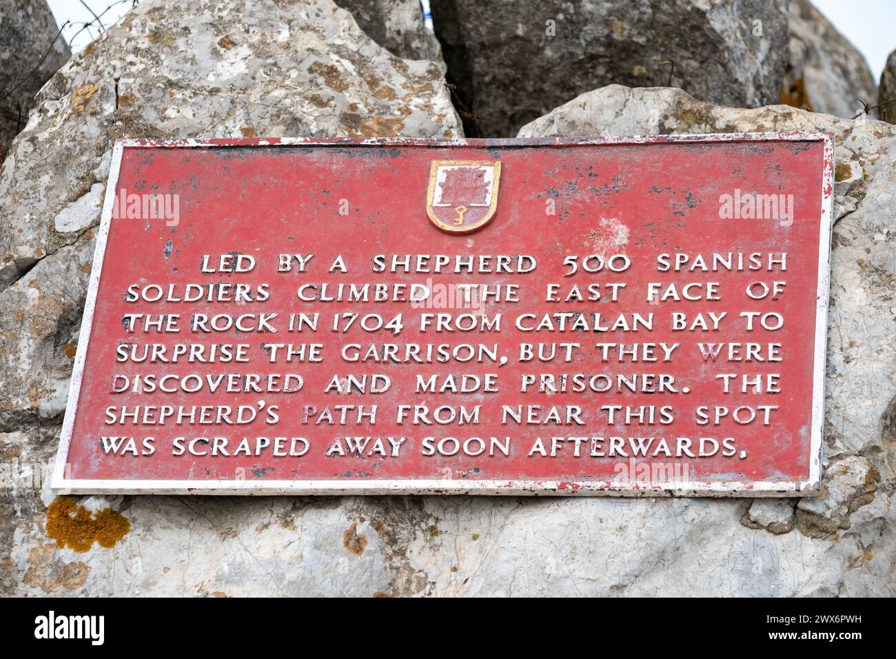 Plaque recounting the story, when in 1704, a shepherd lead 500 Spanish ...