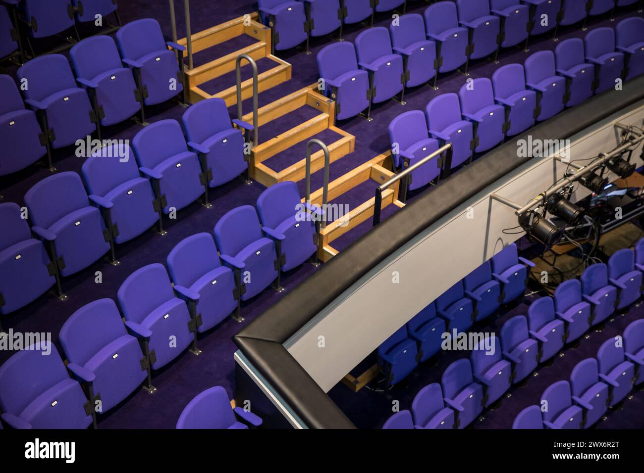 A view of The Brindley Theatre, Runcorn, UK from the stage rigging ...