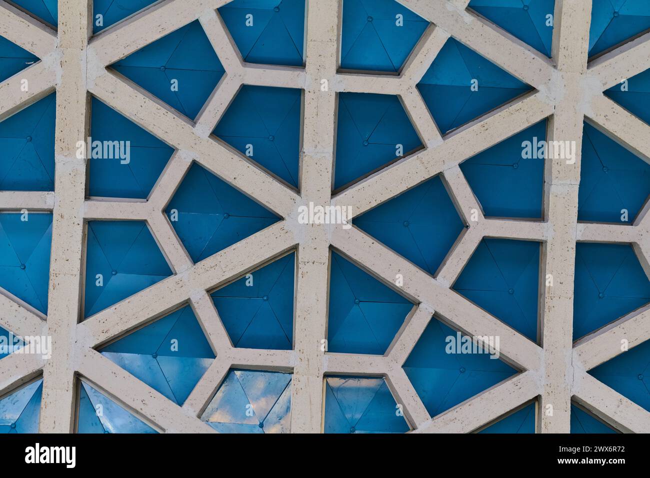Architectural detail texture background with oriental hexagonal grid ...