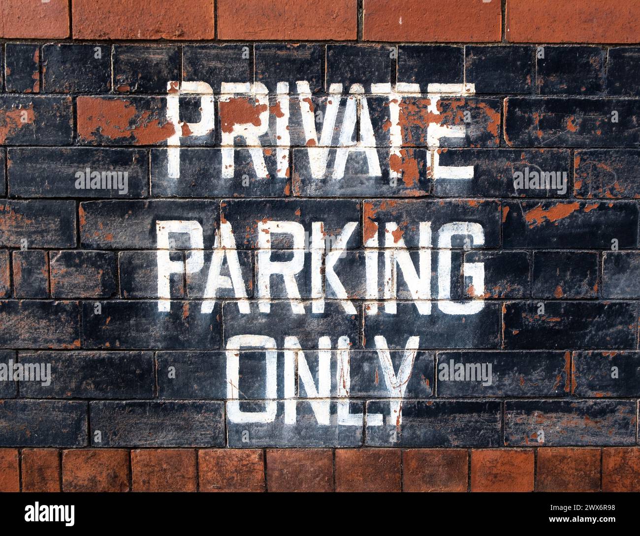 PRIVATE PARKING ONLY hand painted weathered sign with white lettering ...