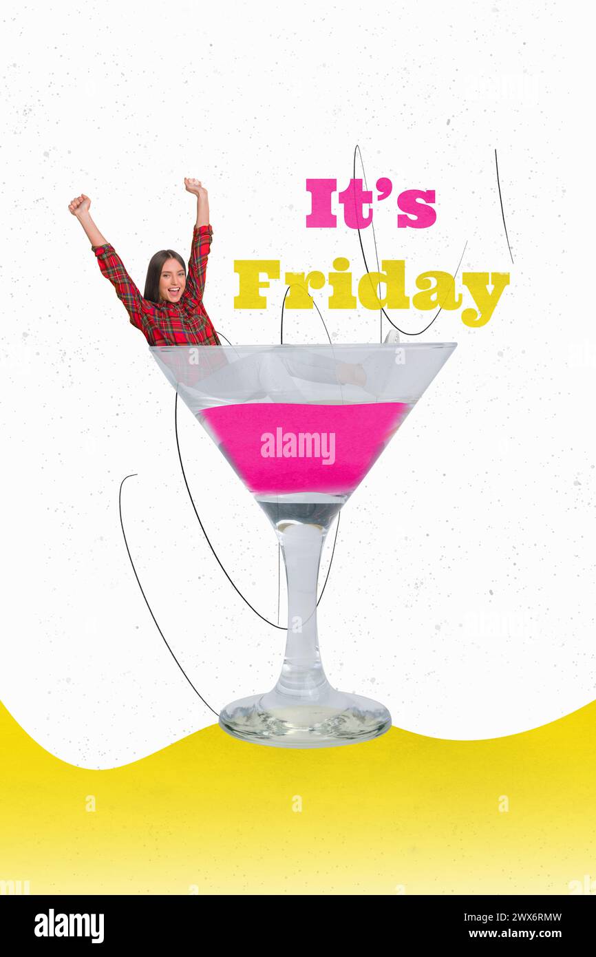 Composite 3D collage trend artwork sketch image of young clubber lady ...