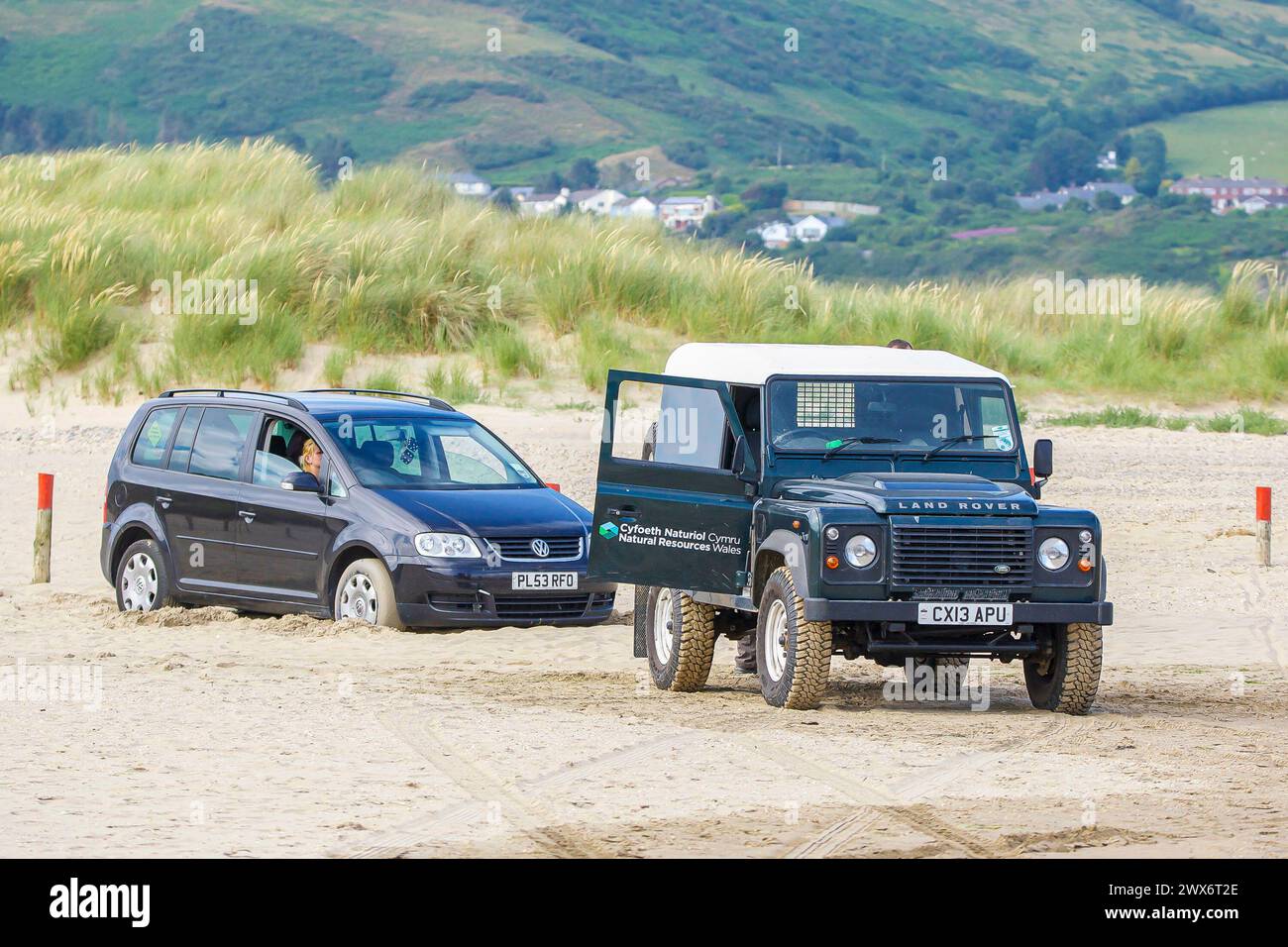 Natural Resources Wales four wheeled drive rescue vehicle is pulling ...