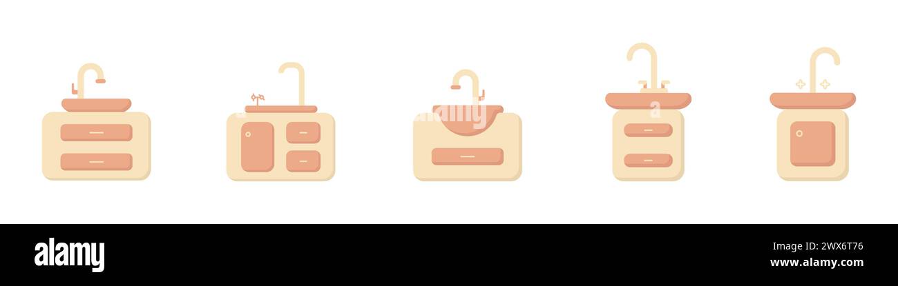 Outline of a hand washer vector logo. Interior bathroom furniture ...