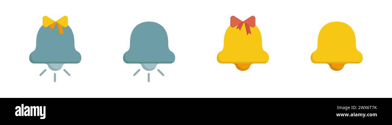 Set of bells simple style vector. Notification logo concept vector ...