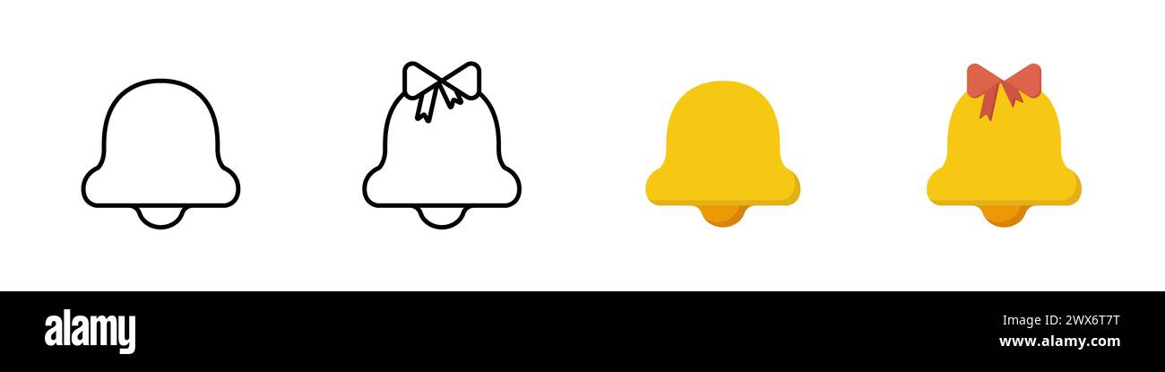 Set of bells simple style vector. Notification logo concept vector ...