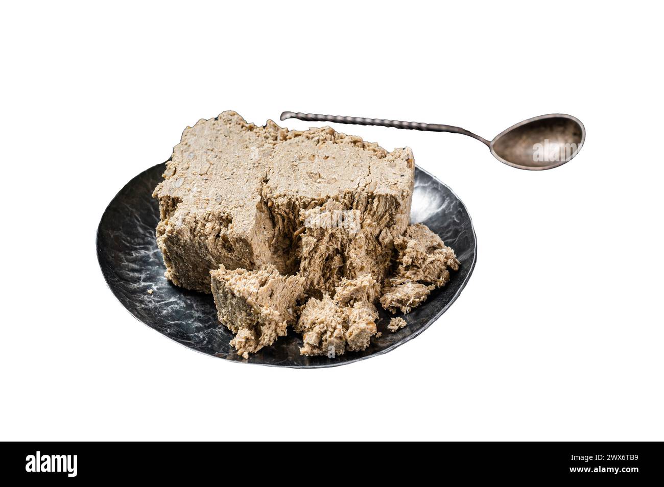 Homemade sunflower halva with honey. Isolated on white background. Top view Stock Photo - Alamy