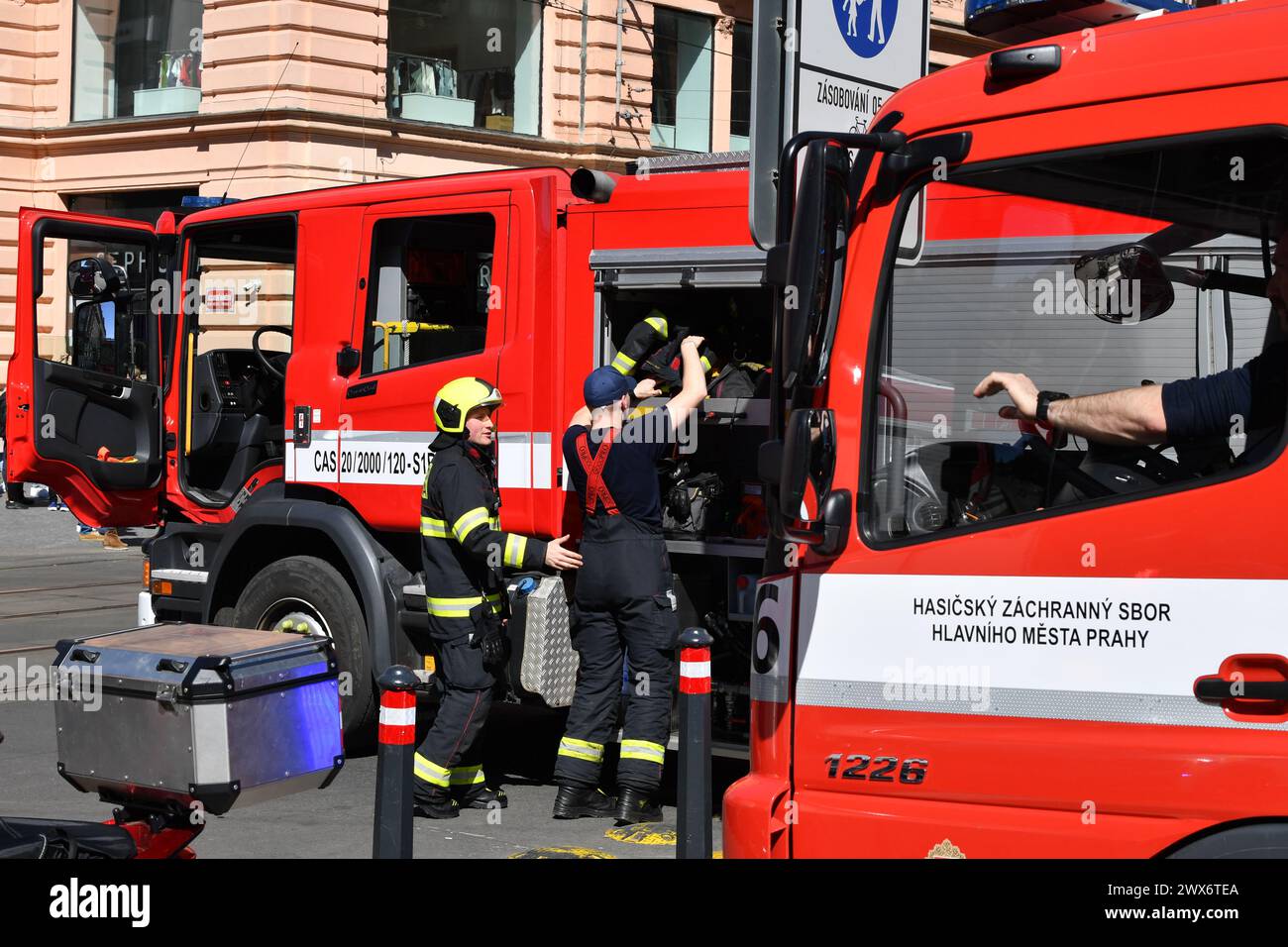 Prague, Czech Republic. 28th Mar, 2024. Firefighters intervene at a ...