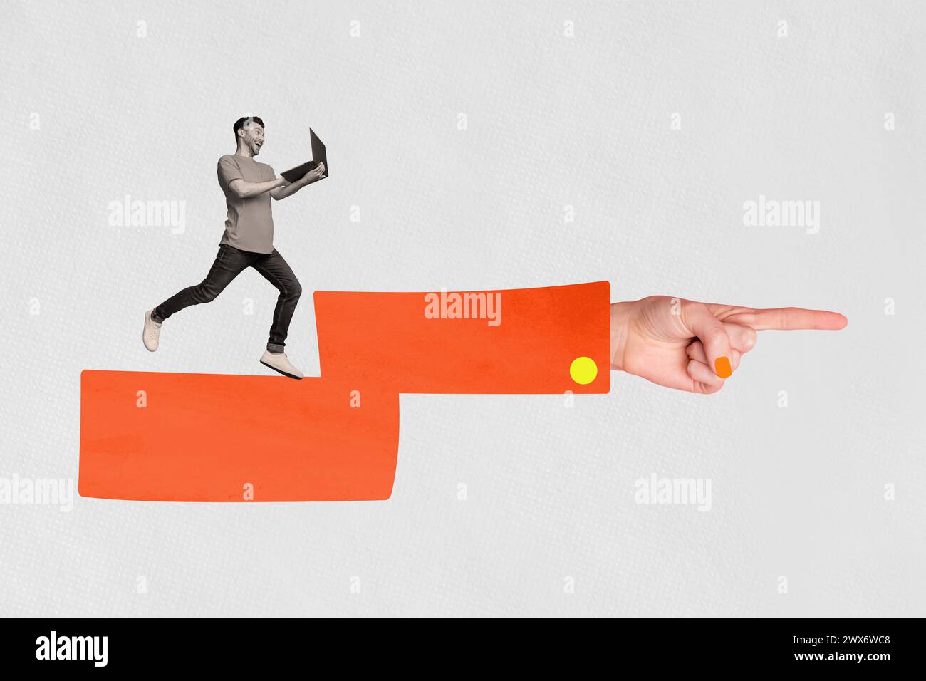 Composite trend artwork sketch image 3D photo collage of young worker ...