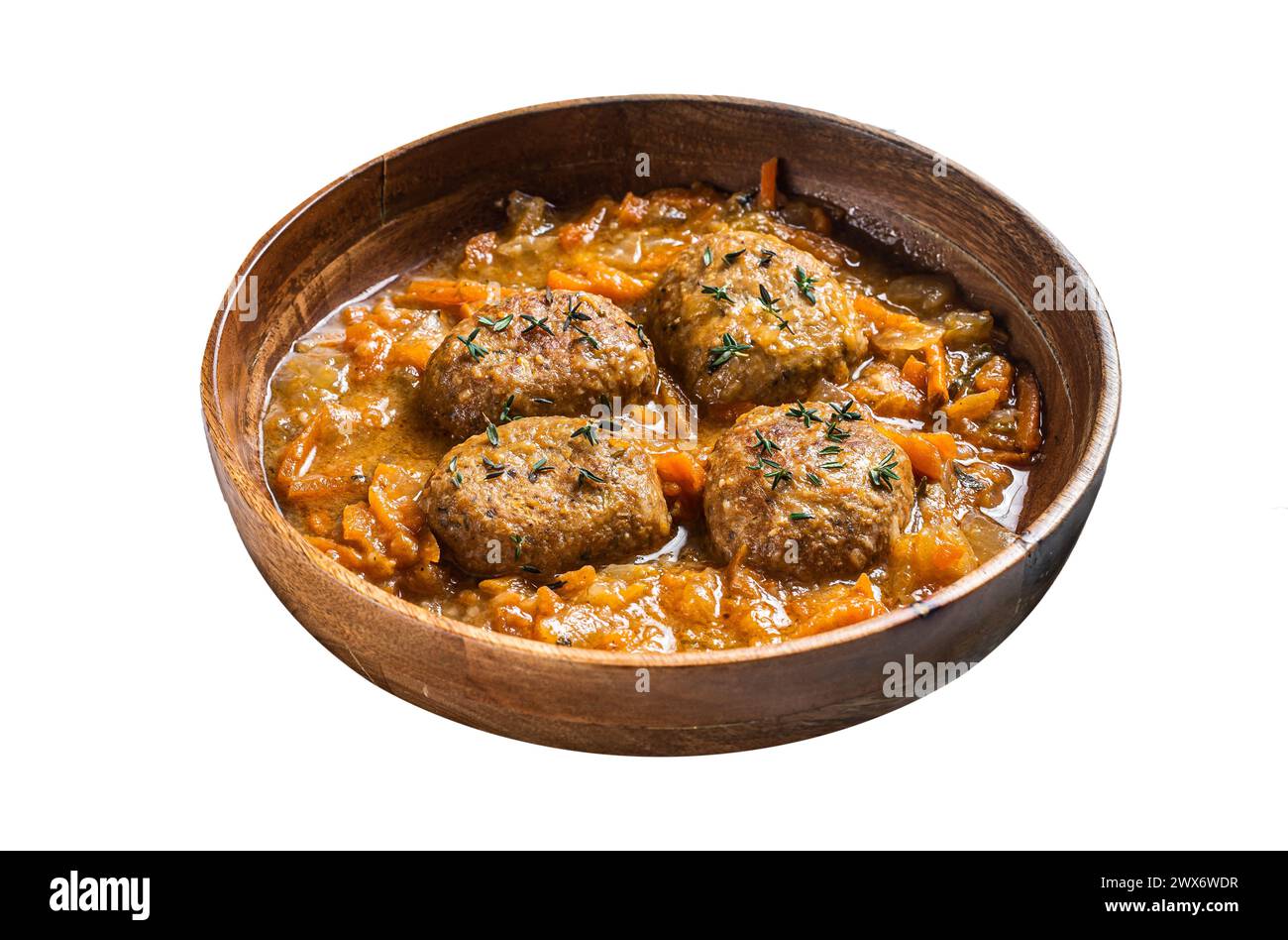 Cutlets or Fish balls with tuna in tomato sauce. Isolated on white ...
