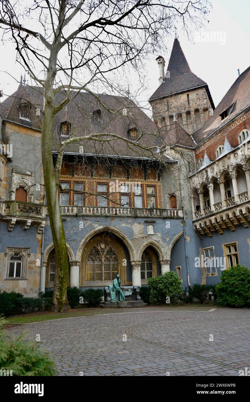 The Courtyard at Vajdahunyad Castle, with the Statue of Sándor Károlyi ...