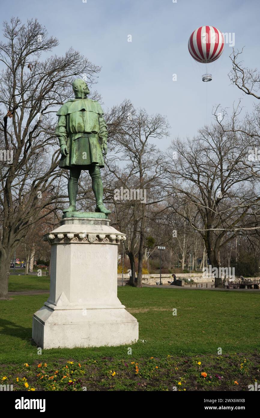 Statue of Ignác Alpár, the builder of Vajdahunyad Castle , with the ...