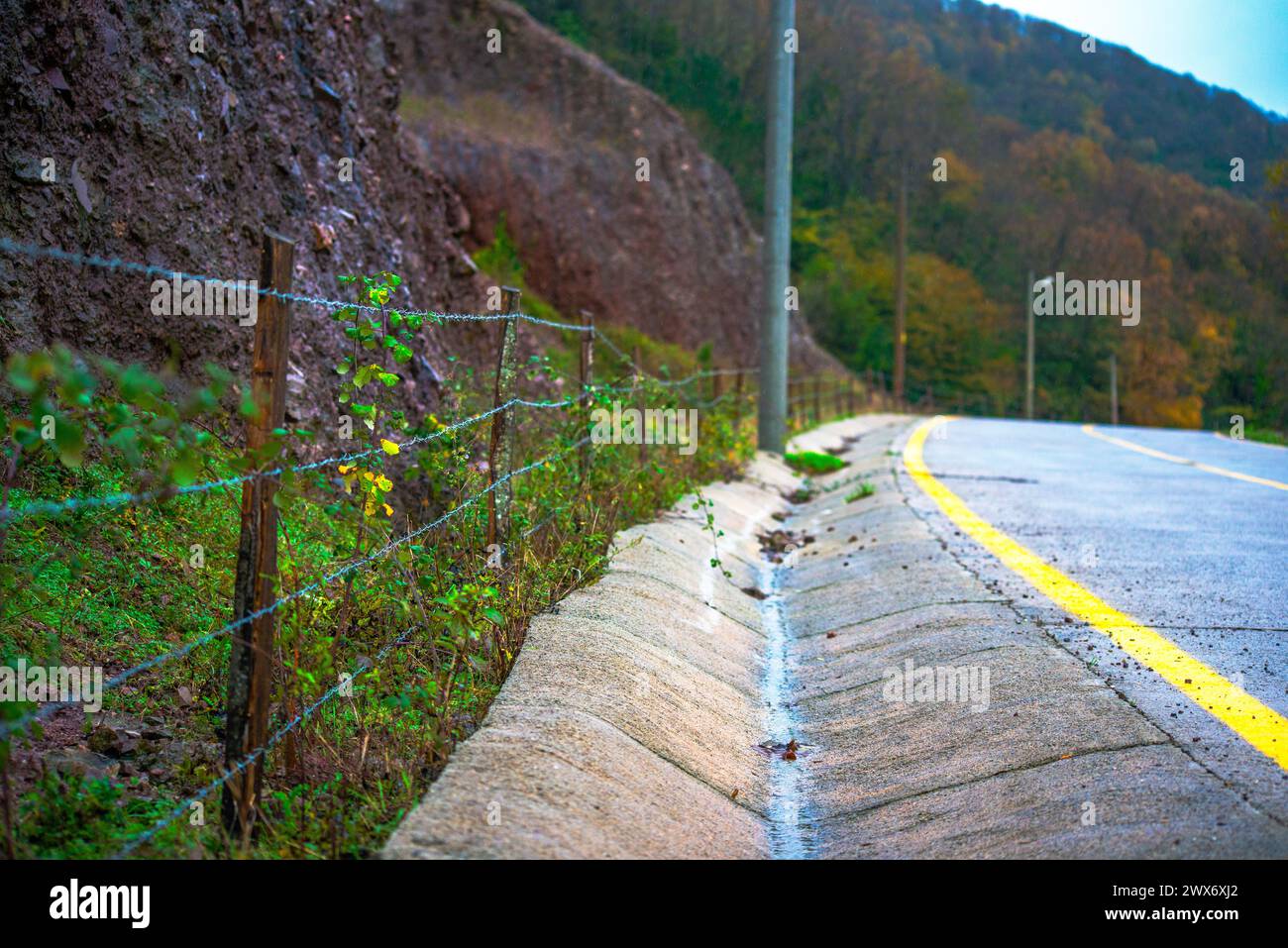Detailed asphalt road profile: A closeup view showcasing the texture ...