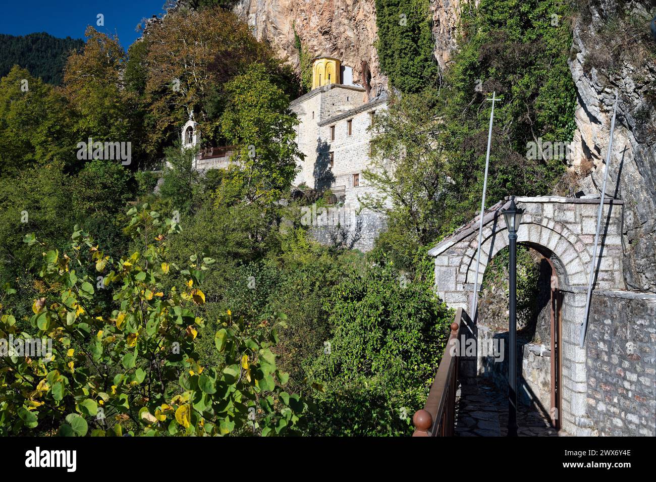 View of the historic Stana monastery at Agrafa mountains in central ...