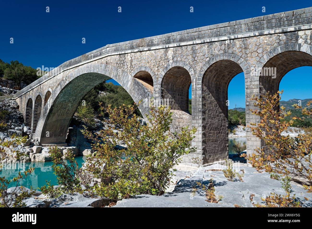 View of a the stone bridge of Templa, built in 19th century, one of the ...