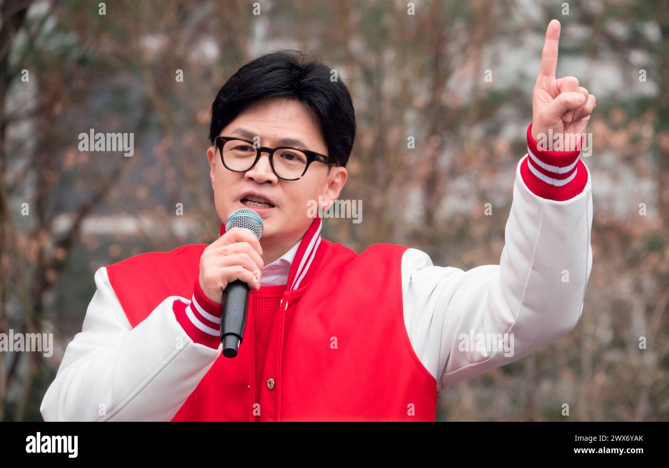 Han Dong-Hoon, Mar 28, 2024 : Han Dong-Hoon, leader of South Korea's ...