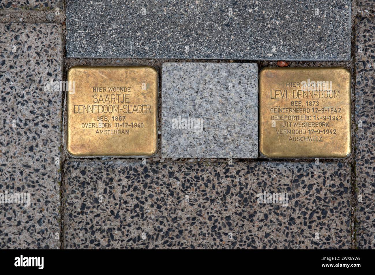 Stolperstein Memorial Stone From Saartje Denneboom-Slager And Levi ...