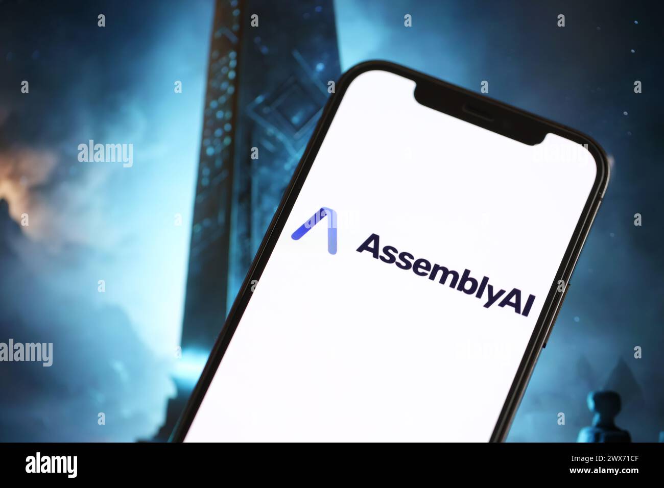 KYIV, UKRAINE - MARCH 17, 2024 AssemblyAI logo on iPhone display screen ...