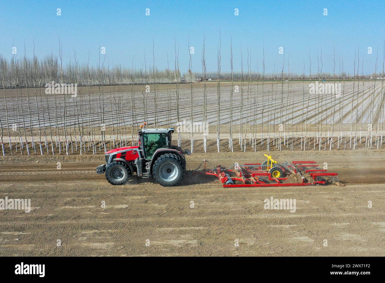 (240328) -- AWAT, March 28, 2024 (Xinhua) -- A drone photo shows a land ...