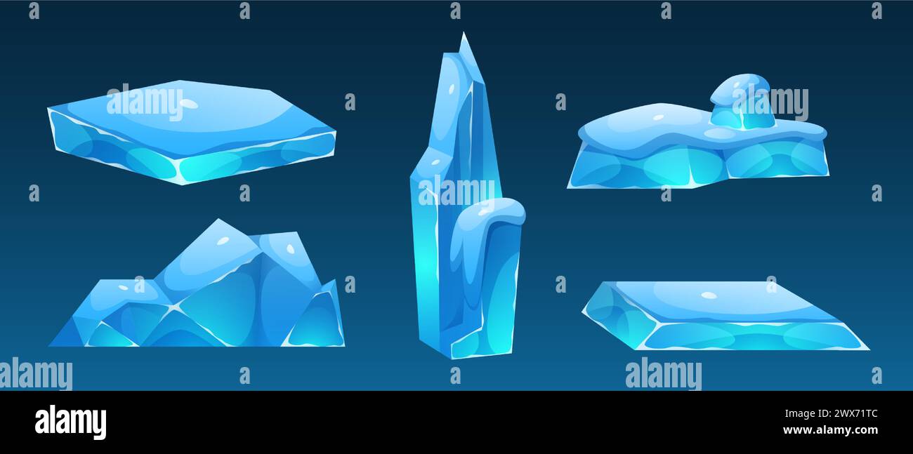 Ice floe glacier block, vector frozen piece for winter landscape ...