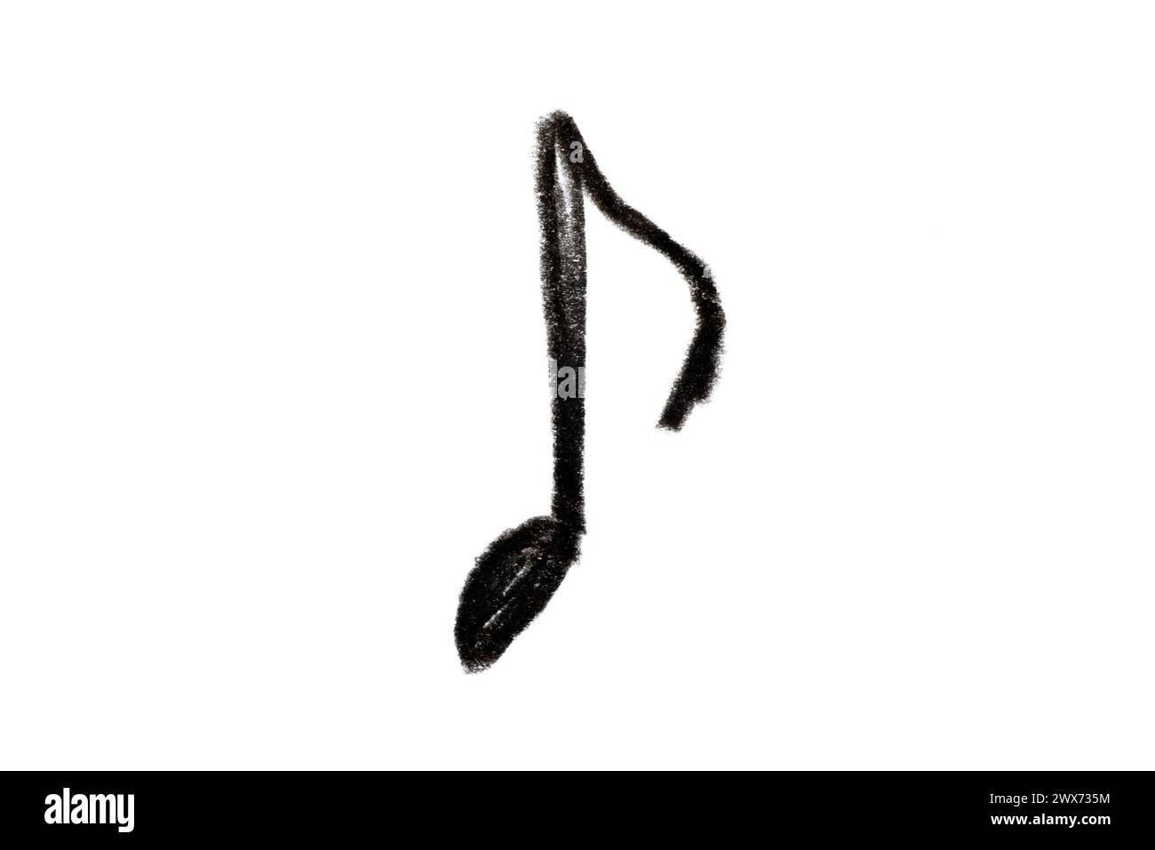 A minimalist pencil sketch of musical note isolated on a white ...