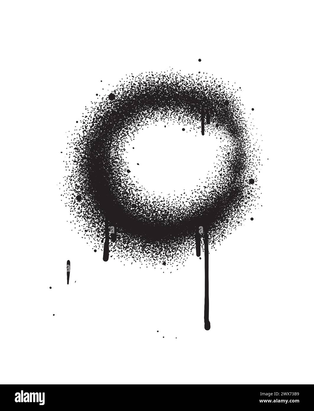 Graffiti Circle Spray Design Element in Black isolated on White ...