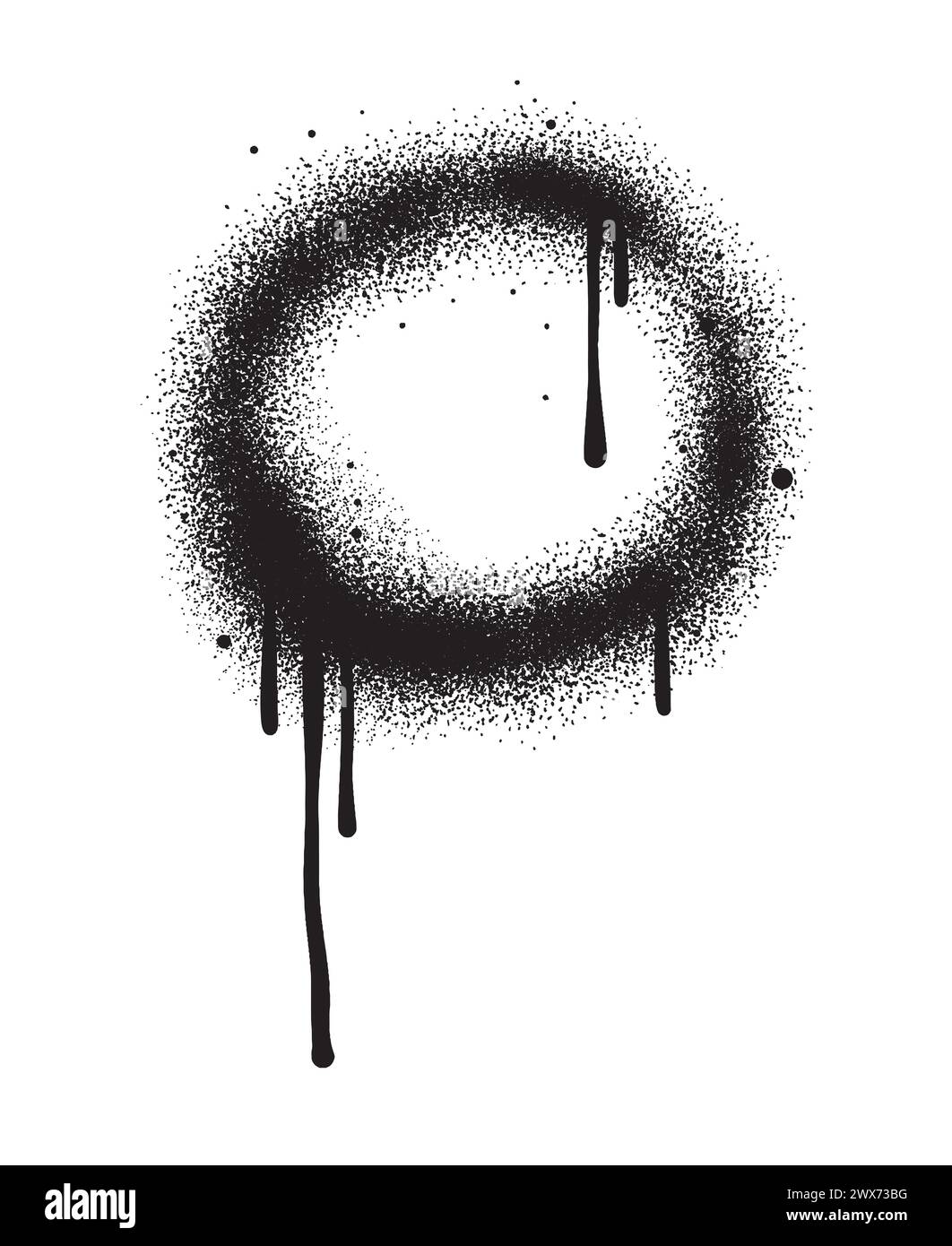Graffiti Circle Spray Design Element in Black isolated on White ...