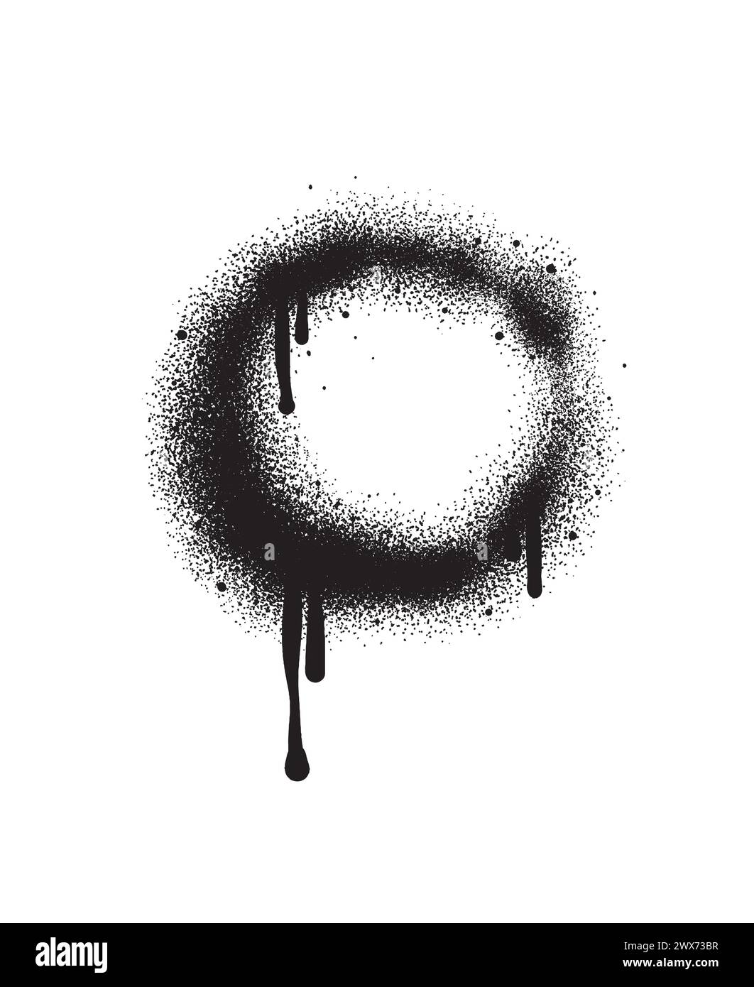 Graffiti Circle Spray Design Element in Black isolated on White ...
