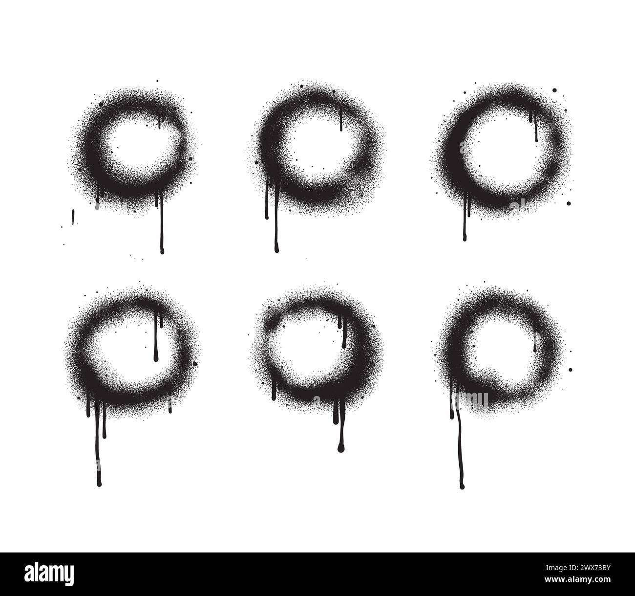 Graffiti Circle Spray Design Element in Black isolated on White ...