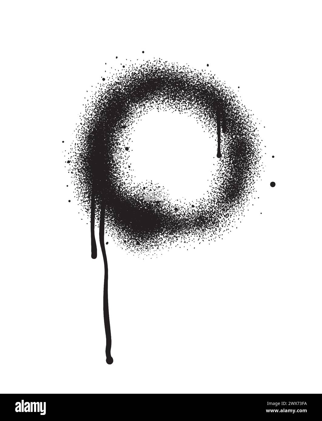 Graffiti Circle Spray Design Element in Black isolated on White ...
