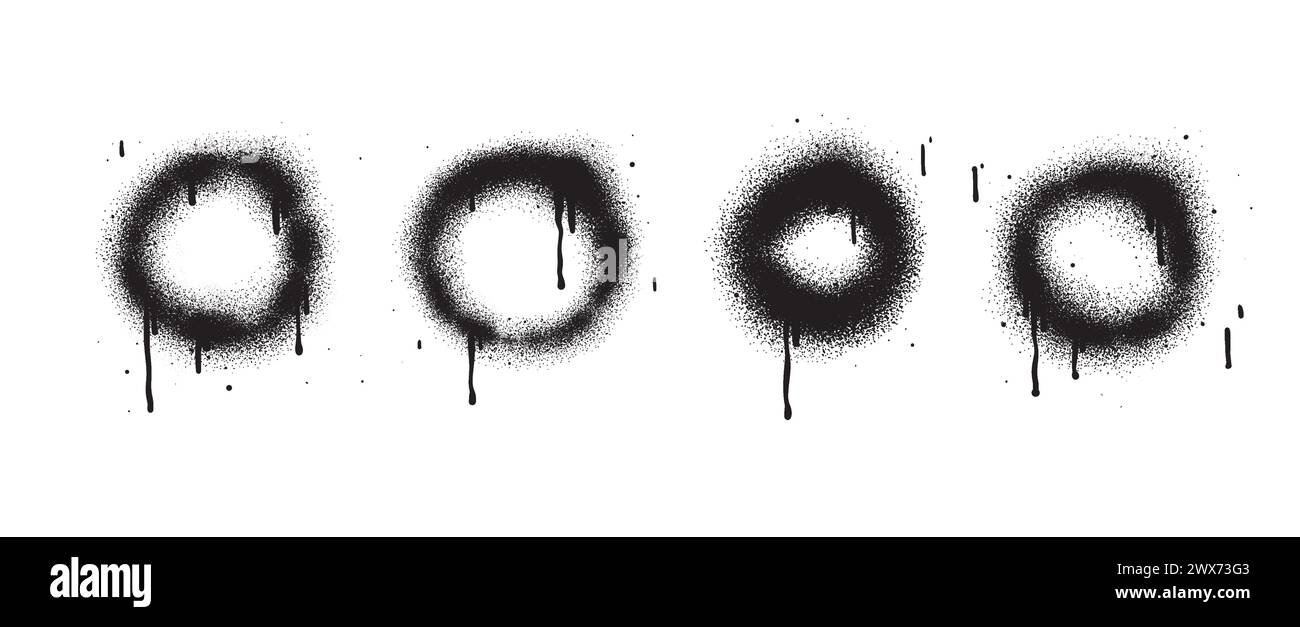 Graffiti Circle Spray Design Element in Black isolated on White ...