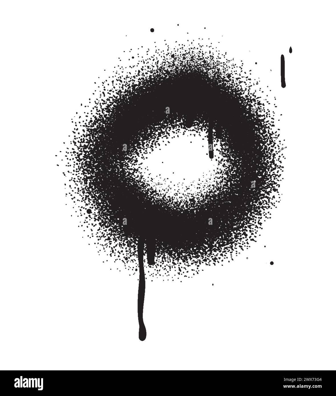 Graffiti Circle Spray Design Element in Black isolated on White ...